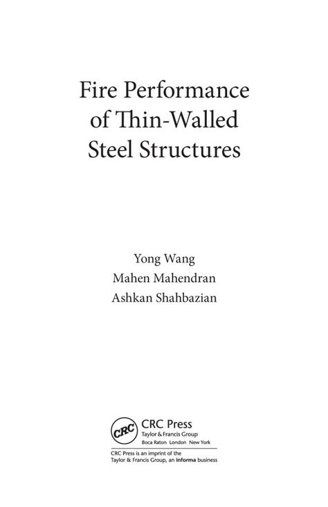 Fire Performance Of Thin Walled Steel Structures Ashkan Shahbazian
