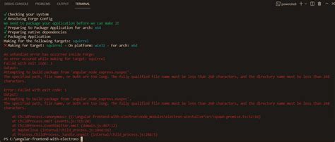 Angular Electron Forge Make Failing Due To Too Many Characters Stack Overflow
