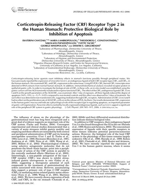 Pdf Corticotropin Releasing Factor Crf Receptor Type 2 In The Human