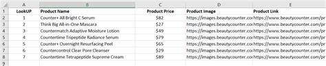 Csv Product List Example Dynamic Images For Email