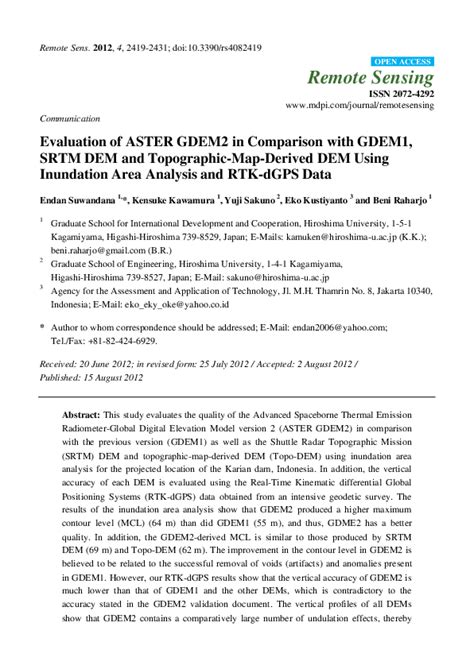 Pdf Evaluation Of Aster Gdem2 In Comparison With Gdem1 Srtm Dem And