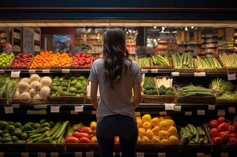 premium ai image lady standing before array of produce in a