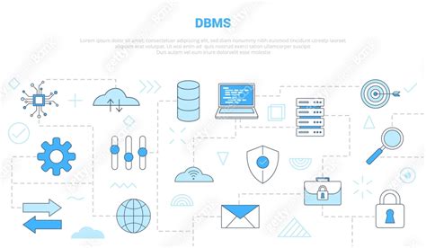 Dbms Database Management System Concept With Icon Set Template Banner With Modern Blue Color