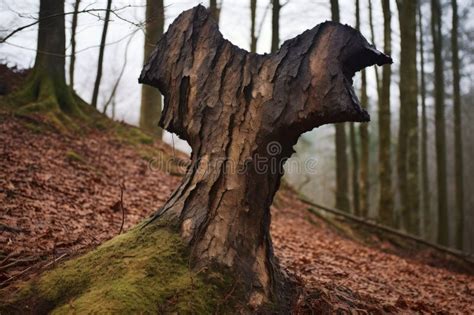 Tree Bark Forming A Shape Similar To A Ships Anchor Stock Illustration