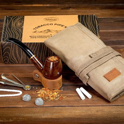 Whitlucks Tobacco Pipe With Waxed Canvas Pipe Roll Handmade Wooden