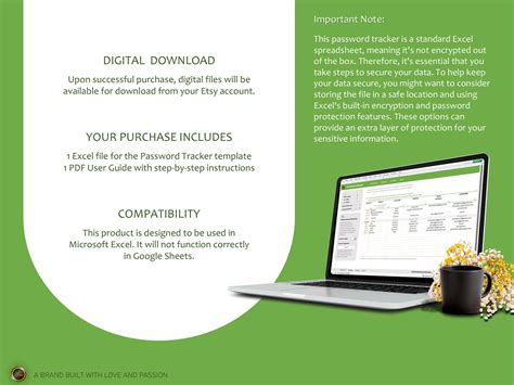 Password Tracker Excel Template For Account Manager Spreadsheet Etsy