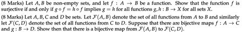 solved 8 marks let a b be non empty sets and let f