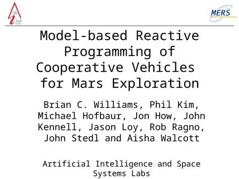 Ppt Model Based Reactive Programming Of Cooperative Vehicles For Mars
