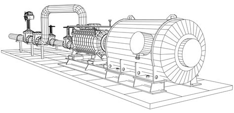 Industrial Wireframe Pump Schematic Royalty Free Vector
