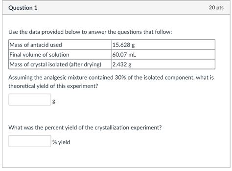 solved question 1 20 pts use the data provided below to