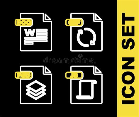 set line file document js psd and doc icon vector stock vector