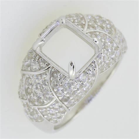Sterling Silver Semi Mount Pendant Setting Heart Ht 5x5mm Cross Theme