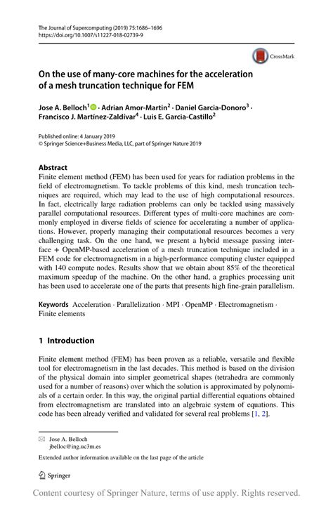 on the use of many core machines for the acceleration of a mesh
