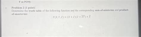 Solved Problem 2 1 Point Determine The Truth Table Of The