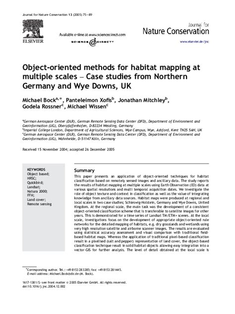 Pdf Object Oriented Methods For Habitat Mapping At Multiple Scales
