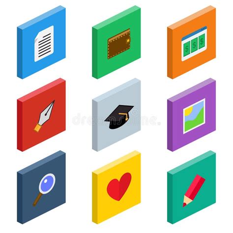 Isometric Web Icons Stock Vector Illustration Of Pictogram 124844312