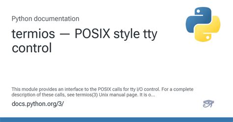 Termios — Posix Style Tty Control — Python 3137 Documentation