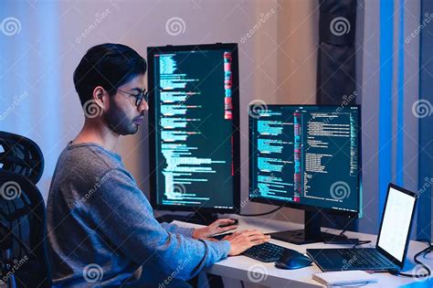 Indian Software Development Working On Coding Computer Screen And