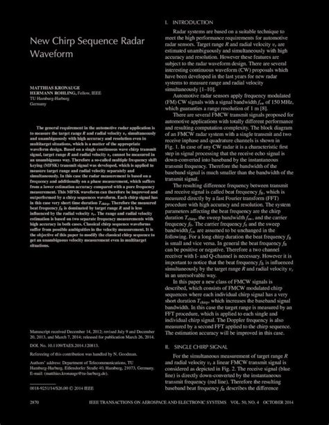 Pdf New Chirp Sequence Radar Waveform Dokumen Tips
