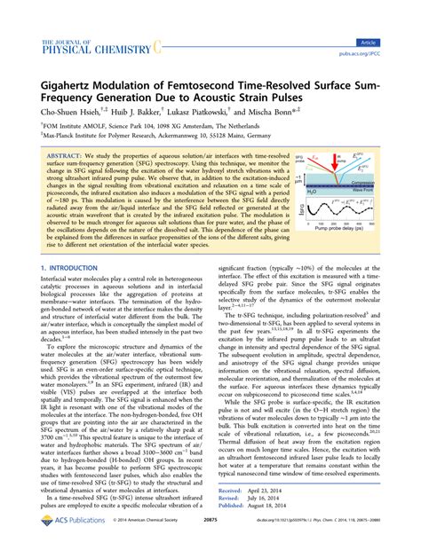 Pdf Gigahertz Modulation Of Femtosecond Time Resolved Surface Sum