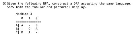 Solved 5 Nfa To Dfa Given The Following Nfa