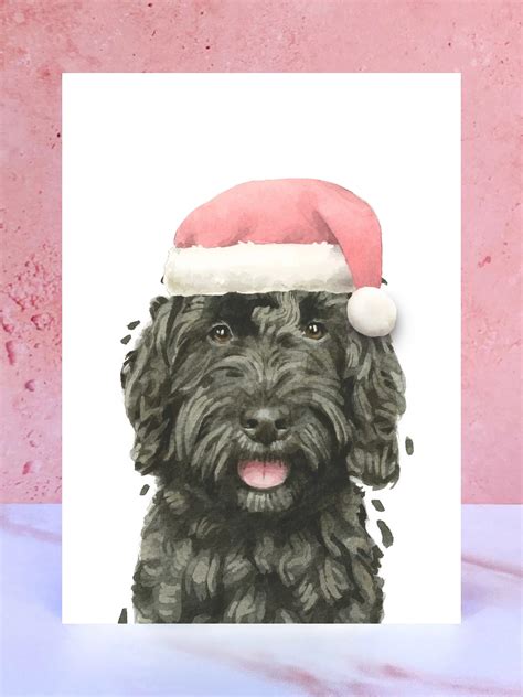 Black Cockapoo Dog Pompom Christmas Card Holly And Co