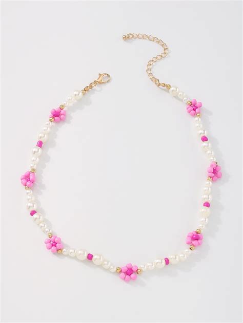 Beaded Flower Decor Necklace Handmade Wire Jewelry Bracelets Handmade Beaded Beaded Necklace