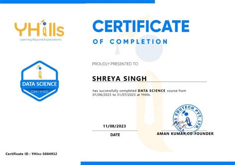 Shreya Singh On Linkedin Excited To Share That I Completed My Data