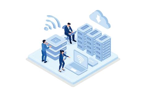 Premium Vector Character Monitoring Big Data Storage Connected With Cloud Computing Service