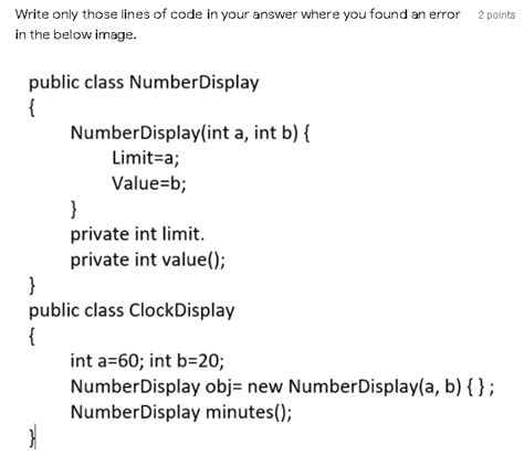 Solved 2 Points Write Only Those Lines Of Code In Your