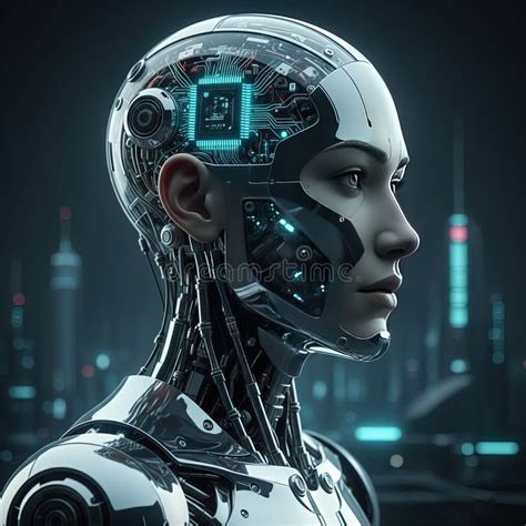 Humanoid Robot Portrait Stock Illustration Illustration Of System