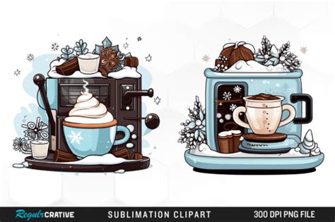Watercolor Hot Cocoa Machine Clipart Png Graphic By Regulrcrative · Creative Fabrica