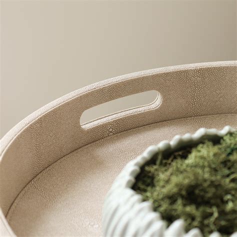 Faux Shagreen Ivory Round Decorative Tray Marquis And Dawe