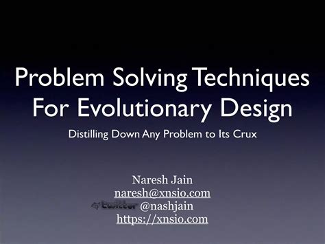 Problem Solving Techniques For Evolutionary Design Pdf