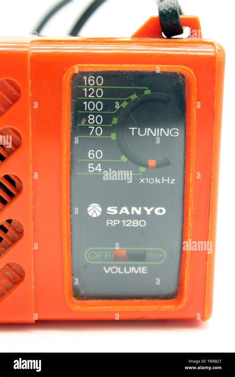 Vintage Orange Sanyo Plastic Transistor Radio Isolated On A White Background Stock Photo Alamy