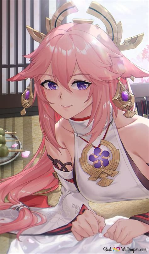 Pretty Hot Anime Girl Yae Miko Genshin Impact 2k Wallpaper Download