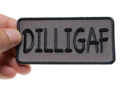 Dilligaf Patch 4 Inch Black Over Gray Embroidered Patches By Ivamis