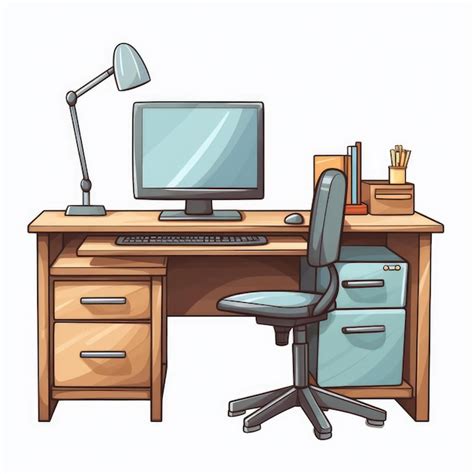 Desk Clip Art Ilustração De Desenho Animado Isolado Fundo Branco Foto Premium
