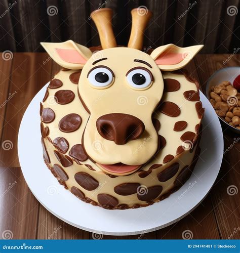 Cheesecake Face Cake Giraffe Theme In Cartoon Inspired Pop Style Stock