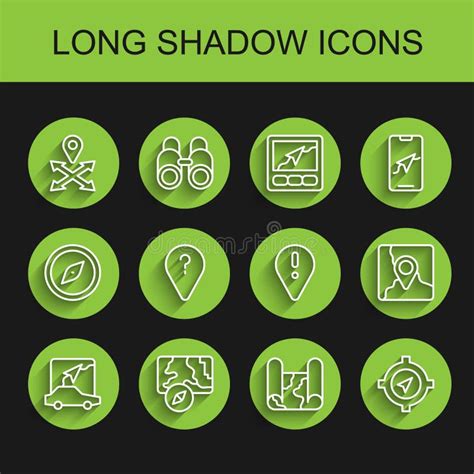 Set Line City Map Navigation Location Folded Compass Unknown Route Point With Location