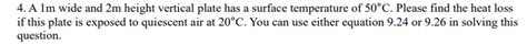 Solved A M Wide And M Height Vertical Plate Has A Chegg