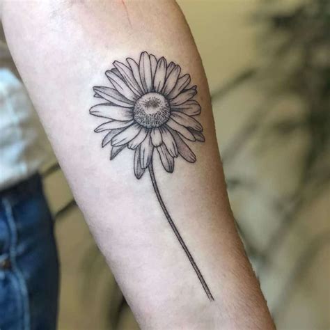 Black And White Daisy Tattoo