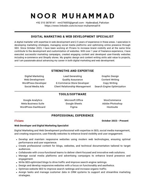 resume 1 pdf digital marketing web development