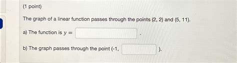 Solved 1 ﻿pointthe Graph Of A Linear Function Passes