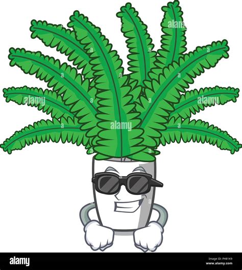 Super Cool Beautiful Cartoon Ferns In Green Foliage Vector Ilustration