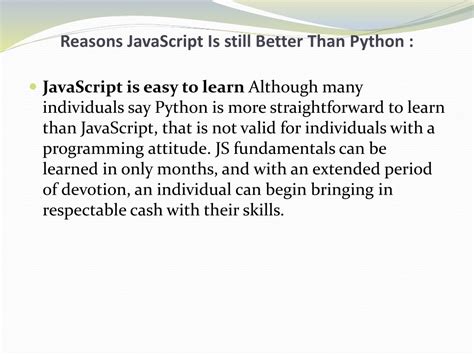 Ppt Reasons Why Javascript Is Still Better Than Python Powerpoint