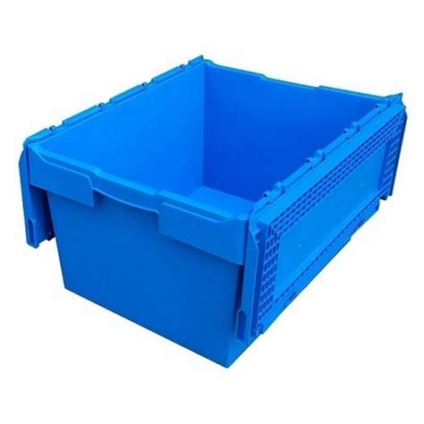 Square Cowled Nilkamal Attached Lid Stackable Plastic Crates For