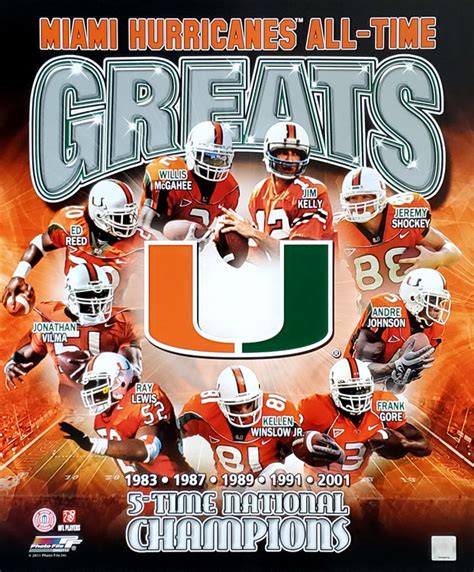 Miami Hurricanes Football All Time Greats 9 Legends Photofile Inc