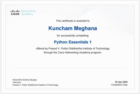 python cisco certification pythonprogramming learning… meghana kuncham