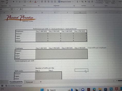 Solved YO22 Excel Ch10 PS1 Scheduling Employees Project Chegg Com